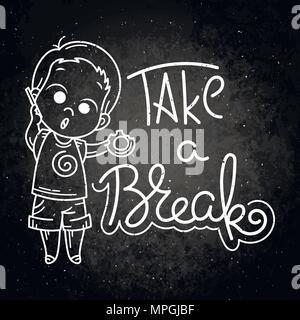 Take a Break. Cute cartoon kids. Vector and illustration Stock Vector ...