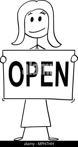 Cartoon Woman Holding Sign Board Stock Vector Image & Art - Alamy