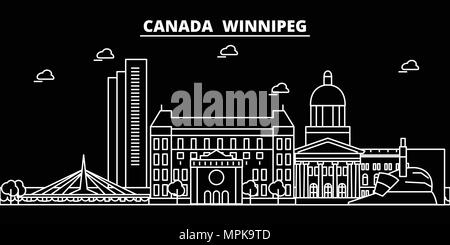 Canada, Winnipeg line travel skyline set. Canada, Winnipeg outline city ...
