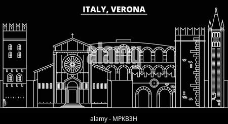 Italy, Verona flat landmarks vector illustration. Italy, Verona line ...