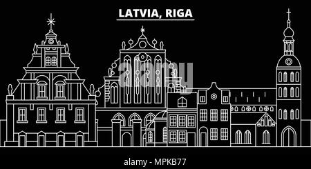 Riga Cityscape Vector Sign. Line Art Illustration with Ribbon and Title ...