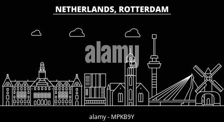 Netherlands, Rotterdam flat landmarks vector illustration. Netherlands ...