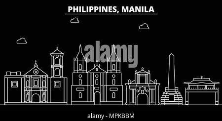 Philippines sketch outline map isolated on white background. Empty hand ...