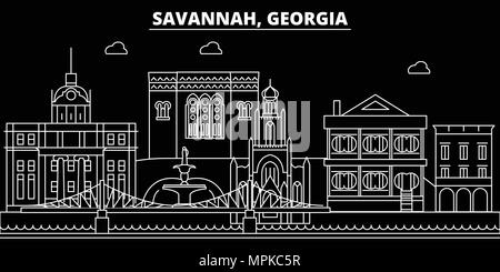 Savannah, Georgia architecture line skyline illustration. Linear vector ...
