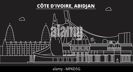 Cote Divoire, Abidjan flat travel skyline set. Cote Divoire, Abidjan ...