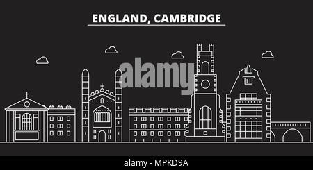 United Kingdom, Cambridge line travel skyline set. United Kingdom ...