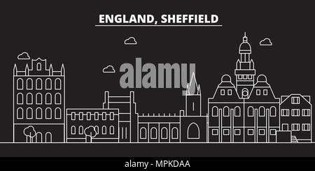 Sheffield Great Britain City Map in Black and White Color in Retro ...