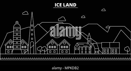Iceland flat landmarks vector illustration. Iceland line city with ...