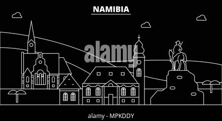 Namibia editable outline map. Namibian red border. Country name. Adjust ...