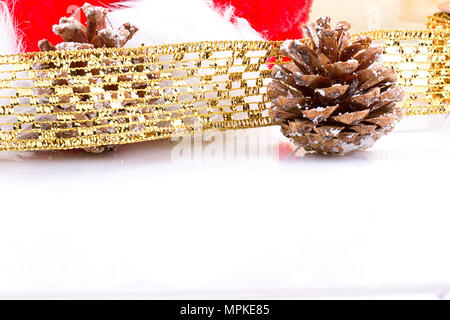 Composition with empty plate, fir branches, Christmas decorations and ...