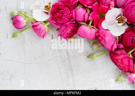 Ranunculus flat lay composition Stock Photo - Alamy