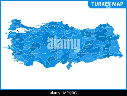 The detailed map of Turkey with regions or states and cities, capital ...