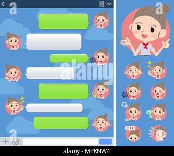 Set of various poses of Western cuisine cook women text box Stock ...