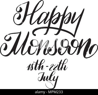 Happy Monsoon. Summer lettering. Vector elements for invitations ...