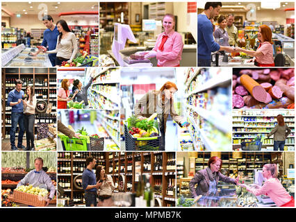 food store, supermarket collage Stock Photo - Alamy