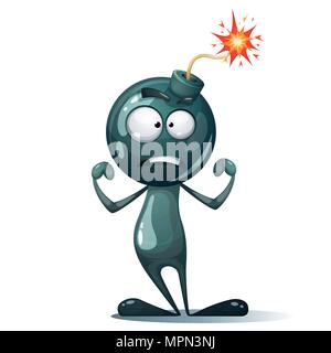 Cartoon funny bomb characters. Isolated vector explosive weapon ...