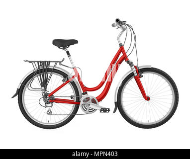 Red Bicycle side view, 3D rendering isolated on white background Stock ...