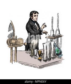 MICHAEL FARADAY lecturing at the Royal Institution in 1855 with Prince ...