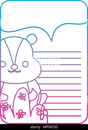 degraded line nice chipmunk animal in the float island Stock Vector ...