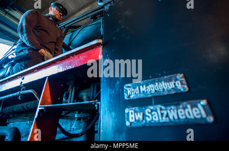 Locomotive shed, steam locomotives, Reichsbahn, museum, Saxony, Dresden ...