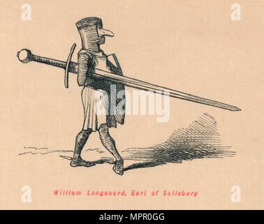 William Longespee, 3rd Earl of Salisbury 1176 - 1226. Victorian Stock ...