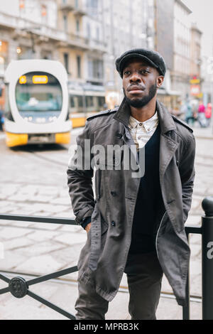 Head on view of one of the streetcars on the McKinney Avenue Trolley ...