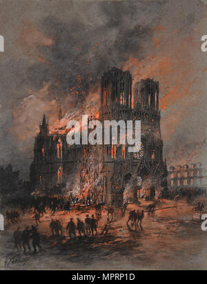 Cathedral of Reims, First World War, 19 April 1917. Artist: Unknown ...