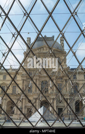 Louvre Museum seen from inside pyramid, Paris, France Stock Photo - Alamy