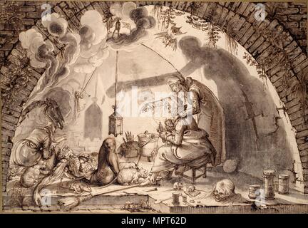 Jacques de Gheyn (I) - The Witches Kitchen - engraving - 1500s Stock ...