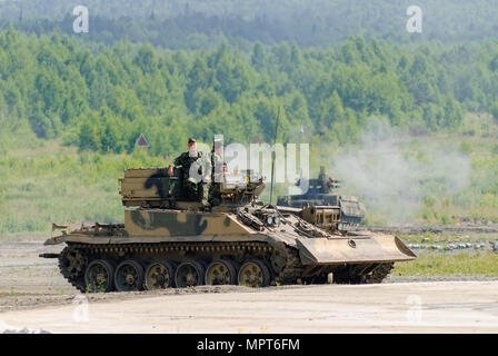 Armoured recovery vehicle BREM-1M in action Stock Photo - Alamy