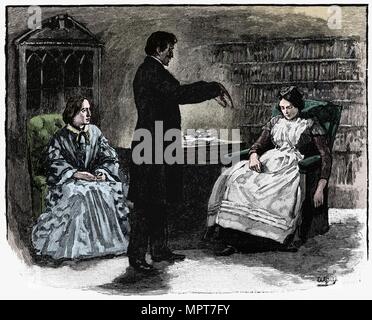 Hypnosis, Victorian hypnotist hypnotising men, 19th Century Stock Photo ...