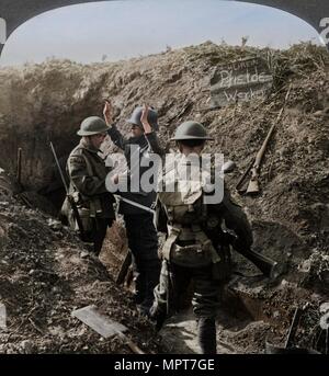 Interrogating a German prisoner to obtain information, World War I ...