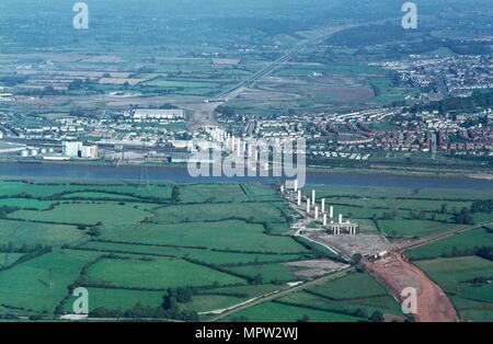 Aerial view of the M5 motorway under construction at junction one in ...