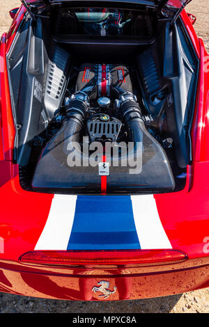 Red Ferrari 488 GTB Engine Bay and red engine cover with ferrari ...