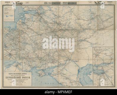 Map of Roads, Railroads and Inland Waterways of the Russian Empire ...
