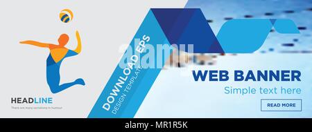 volley concept horizontal webpage banner template design on abstract ...