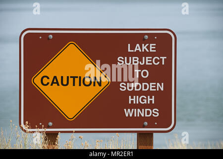 High winds warning sign Stock Photo - Alamy