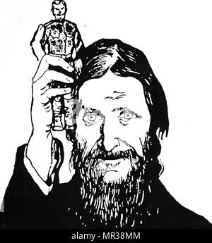 Caricature of Grigori Rasputin clutching Nicholas II and Tsarina ...
