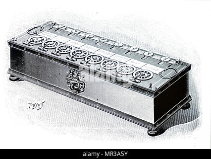 Adding machine designed by Blaise Pascal in 1642 when he was 19 years ...