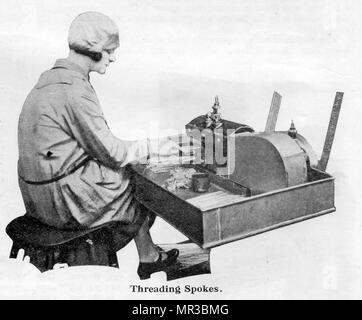 1932 Hand building bicycles at the Raleigh factory in Nottingham ...