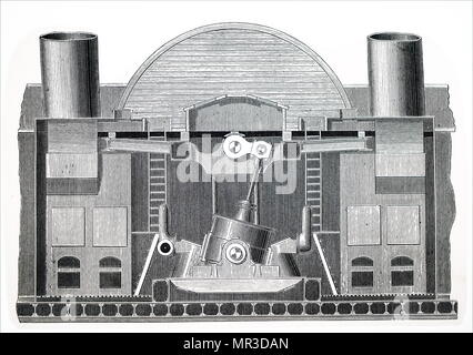 Illustration depicting a steam turbine, a device that extracts thermal ...