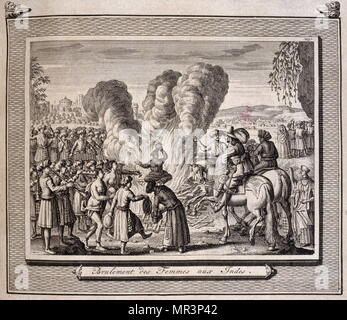 Sati in India, illustration from "Indiae Orientalis" 1598 by Theodor de ...