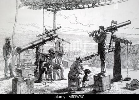 Engraving depicting the total solar eclipse of 1870. British Eclipse ...