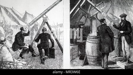 Engraving depicting the total solar eclipse of 1870. British Eclipse ...