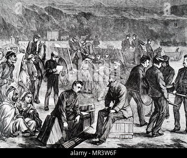 Engraving depicting the total solar eclipse of 1870. British Eclipse ...