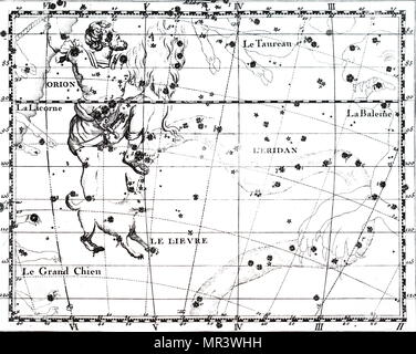 Chart showing the constellation of Orion. Dated 17th century Stock ...