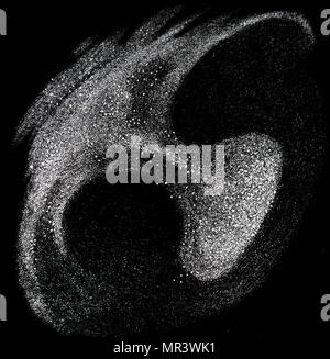 Spectrum of a dumb-bell nebula, with comparison spectra above and below ...