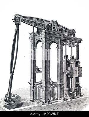 Illustration depicting a beam engine with compound cylinders. Dated ...