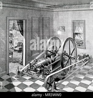 An engraving depicting a horizontal Otto Gas Engine. Dated 19th century ...