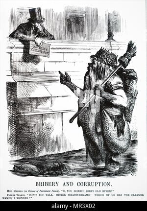 Satirical cartoon about the pollution of the River Thames. Dated 19th ...